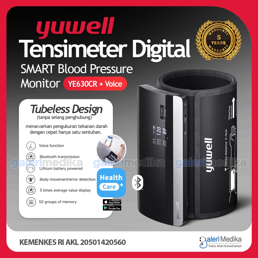 Jual Yuwell YE630CR Tensimeter Digital Bluetooth + Voice Assist & Baterai Lithium - Cek Tekanan ...