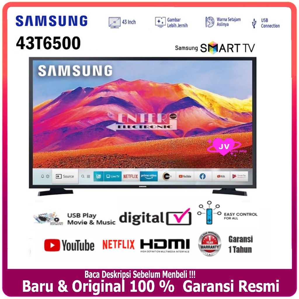 Jual LED TV Samsung 43 Inch UA43T6500 / 43T6500 FullHD SmartTV HDMI USB | Shopee Indonesia