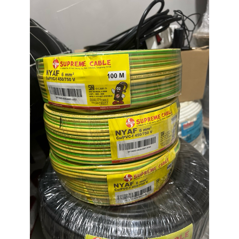 Jual Kabel Supreme NYAF 6mm Serabut Grounding K/H 50m 100m / AF 6mm NYAF 6 mm Supreme Serabut ...