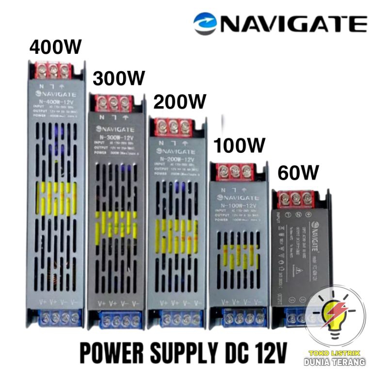 Jual NAVIGATE POWER SUPPLY ADAPTOR ULTRA SLIM 12V 60W/100W/200W/300W ...