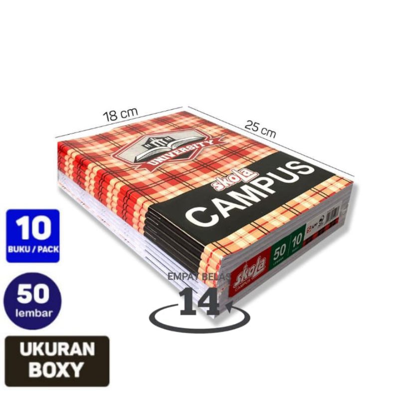 Jual 1 Pak Buku Tulis Campus Sidu Skola 50 Lembar ( Isi 10 Buku ...