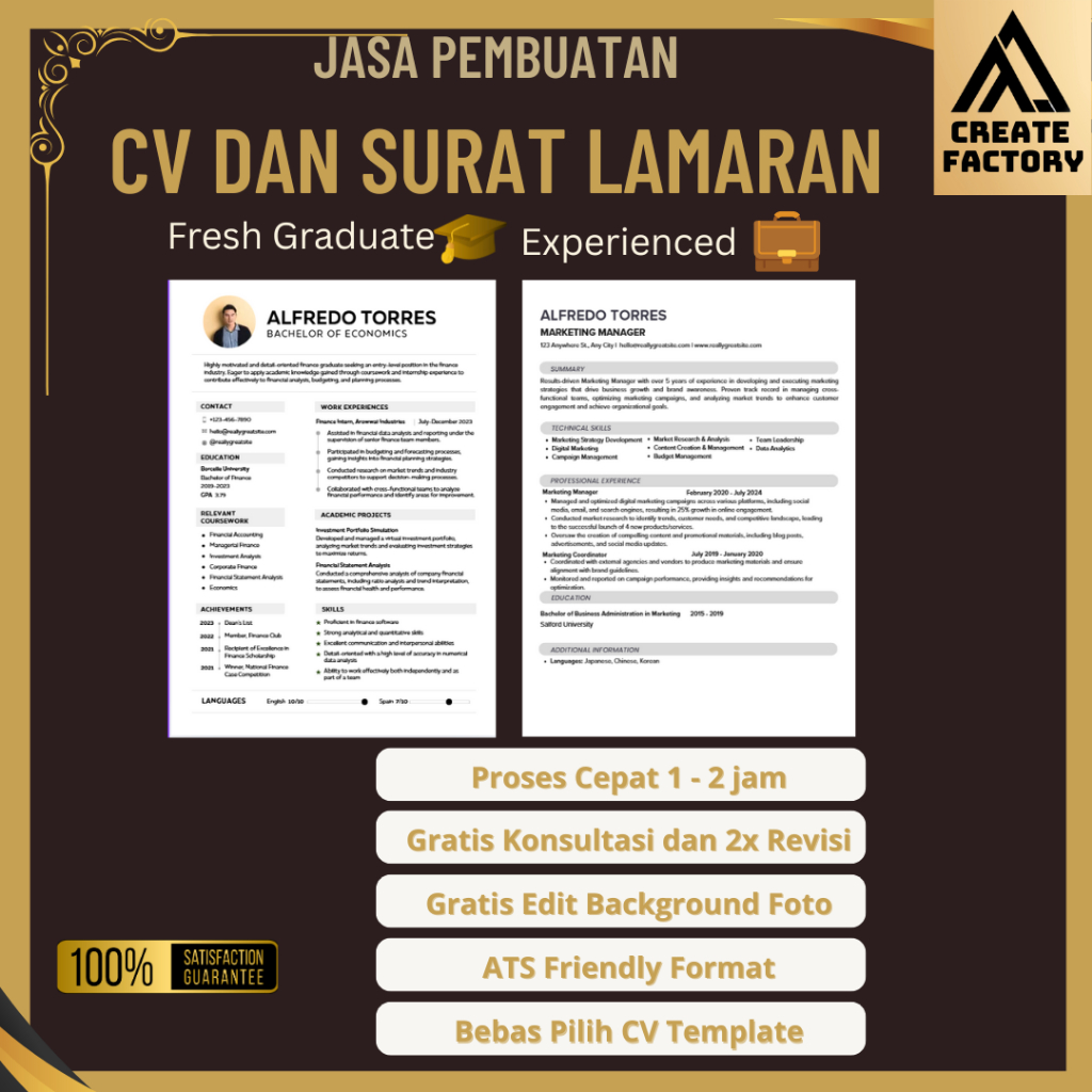 Jual JASA PEMBUATAN CV & SURAT LAMARAN KERJA + BONUS EDIT BACKGROUND ...