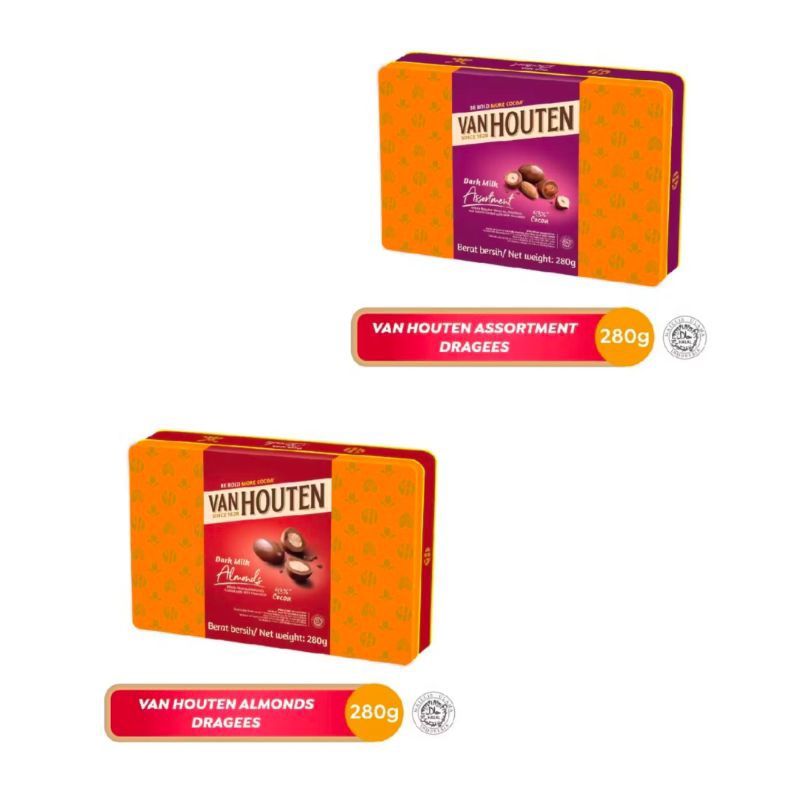Jual Van Houten Choco Box Dark Milk Assortment Dragees 280gr | Shopee ...
