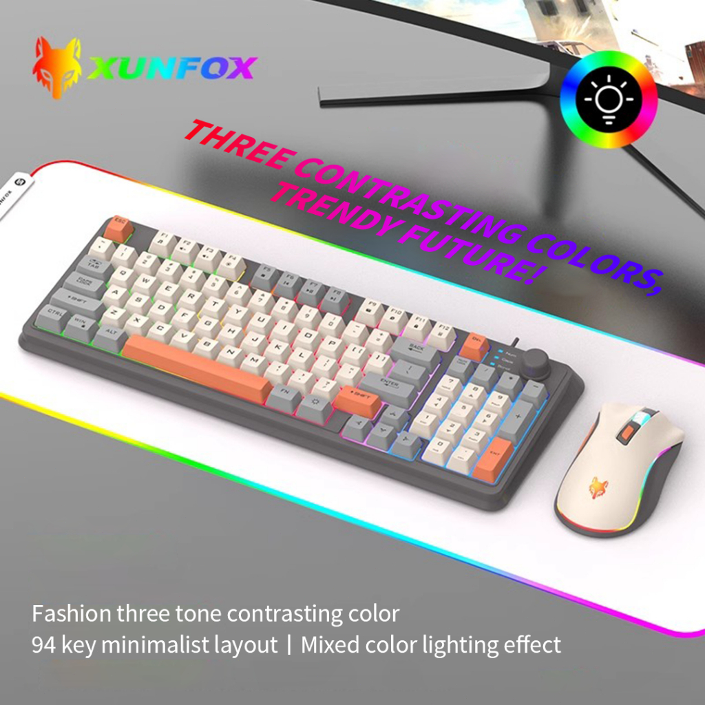 Jual XUNFOX Gaming Keyboard Wired K820 RGB Cahaya Perasaan mekanis ...