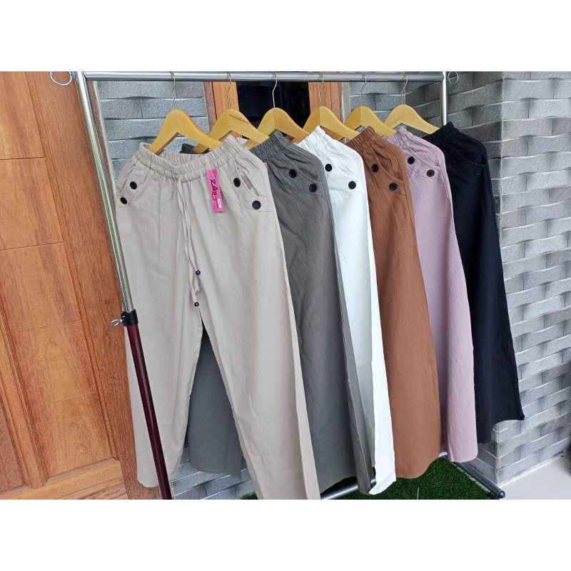 Jual ZILKA - CELANA PANJANG KULOT WANITA KATUN LINEN CRINKLE PREMIUM ...