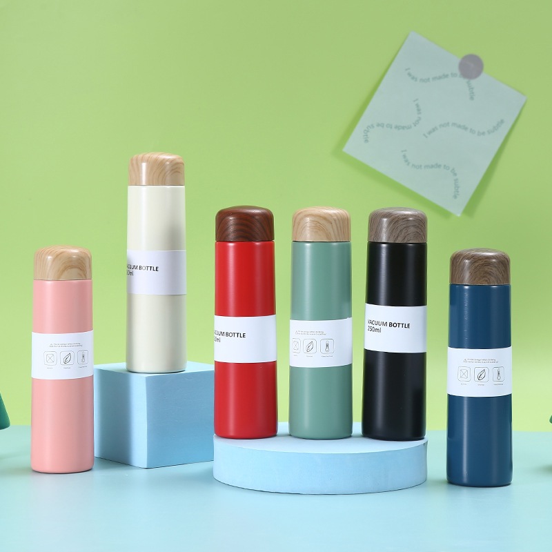 Jual 250ML termos mini stainless steel dengan penutup motif kayu ...