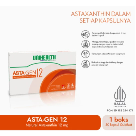 Jual Astagen 12,Astaxanthin, Unihealth, Box 30 Kapsul | Shopee Indonesia