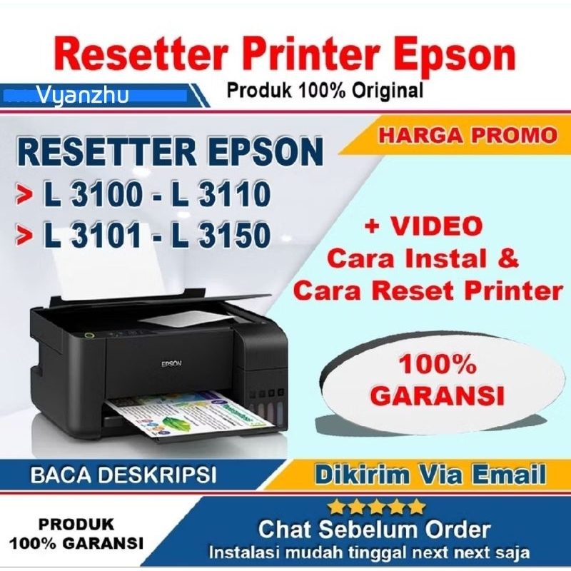 Jual Resetter Printer Epson L1110- L1220 -L1300-L1800-L3001-L3100-L3110 ...