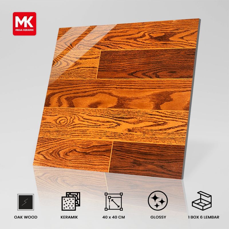 Jual Keramik Lantai Glossy Oak Wood 40x40 | Shopee Indonesia