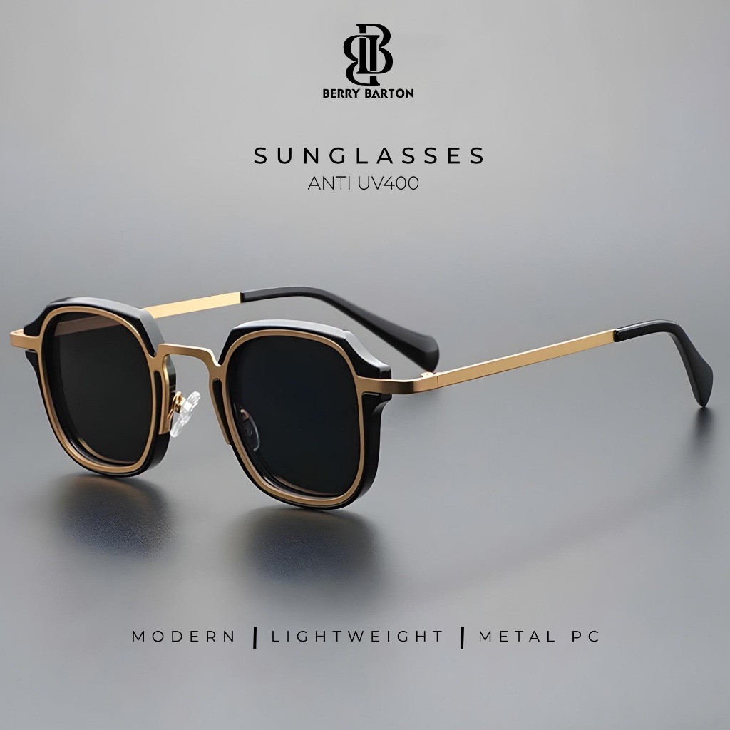 Jual Berrybarton Kacamata Hitam Fashion Polarized Bulat Retro Style Sunglasses Anti UV 400 Pria ...