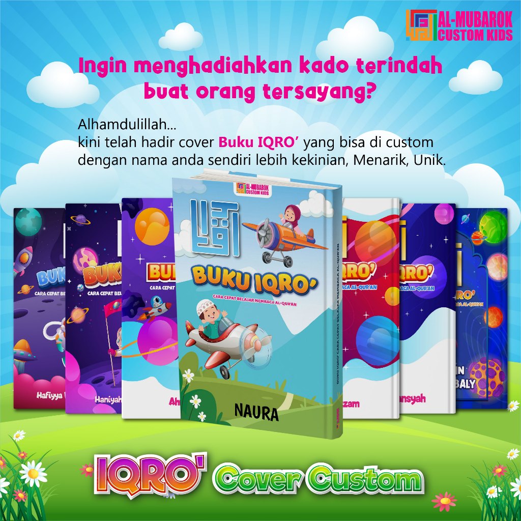Jual Iqro Custom anak berwarna 1-6 jilid , Untuk Anak Custom cetak Nama ...