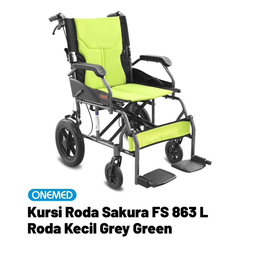Jual ONEMED Kursi Roda Sakura Roda Kecil FS863L Grey Green | Shopee ...