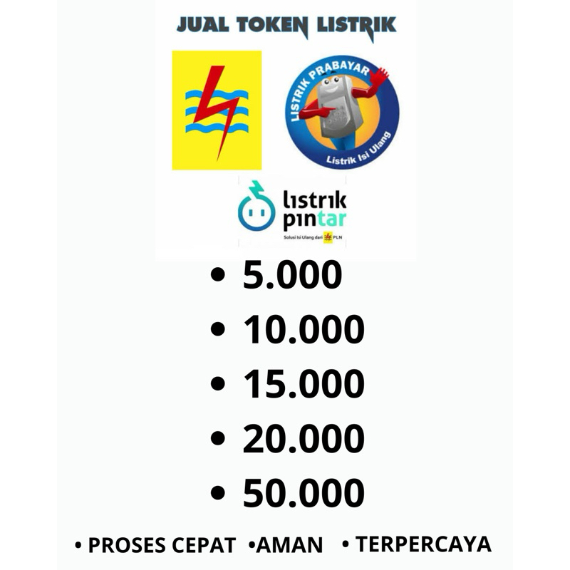 Jual TOKEN LISTRIK PLN NOMINAL 5K 10K 15K 20K 50K | Shopee Indonesia