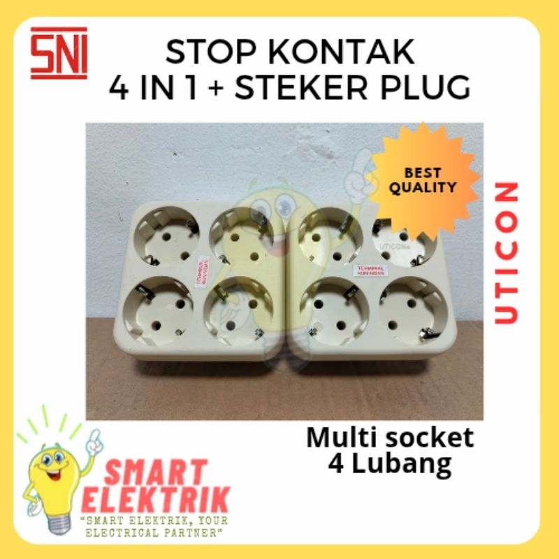 Jual UTICON - Stop Kontak 4 in 1 + Steker Plug S-448 NA Multi Socket 4 ...