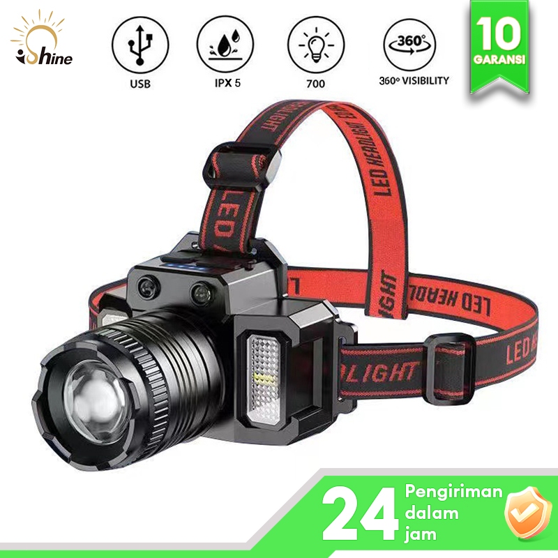 Jual 【Banyak Beli Banyak Hemat】Senter Kepala Cahaya Maksimal Plus Recharge Pro dengan USB-C ...
