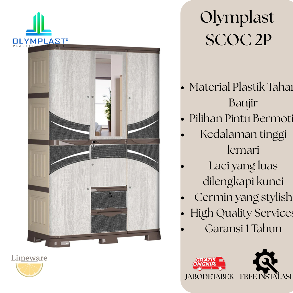 Jual Lemari Plastik 3 Pintu Bermotif - Olymplast SCOC 3P Motif ...