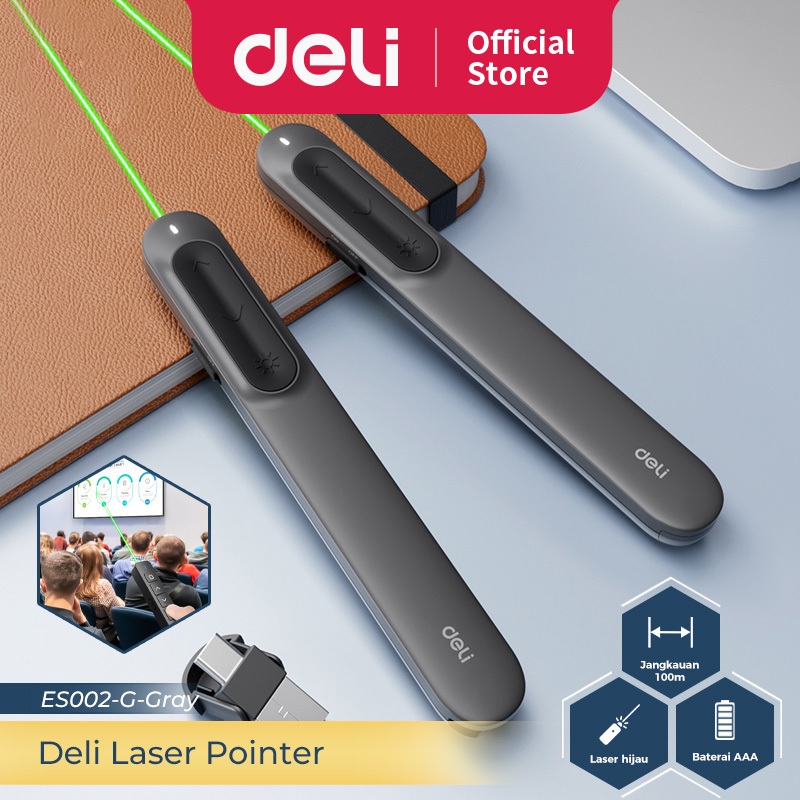 Jual Deli Laser Pointer Type C Laser Hijau Presenter Wireless ...