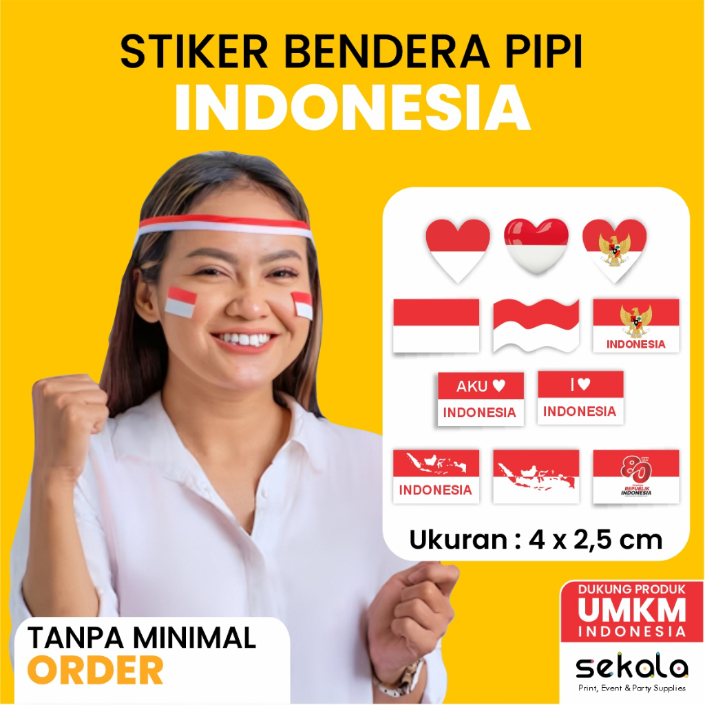 Jual Stiker Pipi Bendera Merah Putih / Sticker Bendera Indonesia isi 12 ...