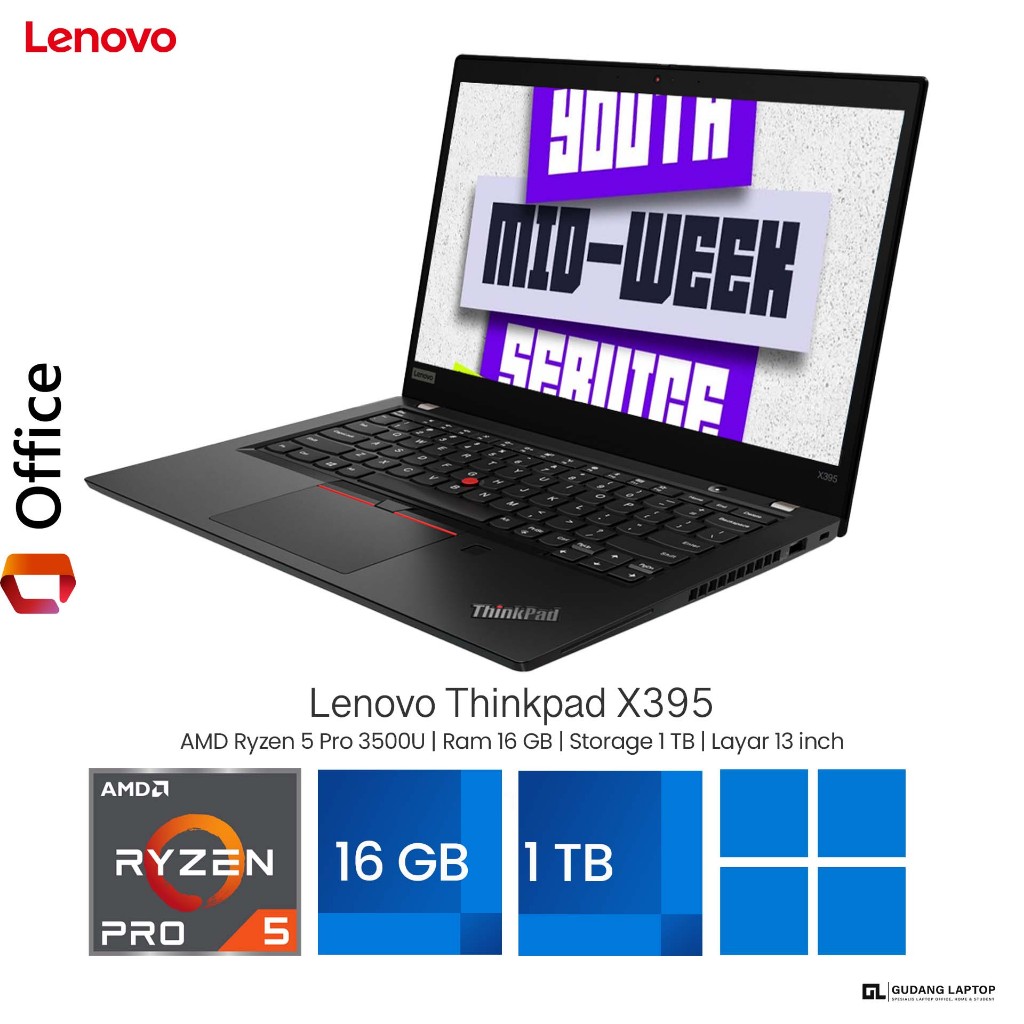 Jual Laptop Gaming Lenovo Thinkpad X395 AMD Ryzen 5 Pro 3500U Ram 16 GB ...