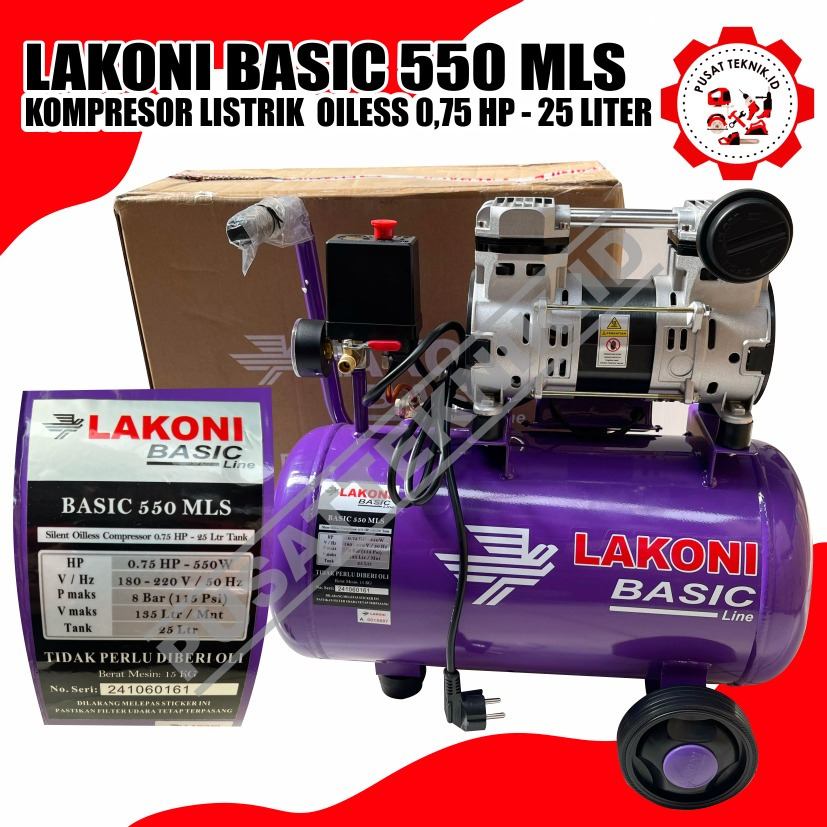 Jual LAKONI BASIC 550 SLS 10L / 550 MLS 25L KOMPRESOR OILESS COMPRESSOR ...