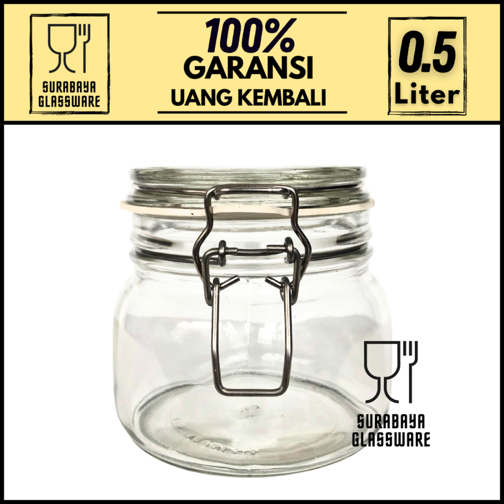 Jual TOPLES KACA KEDAP UDARA 0,5 LITER TOPLES BOTOL JAR TEMPAT WADAH ...