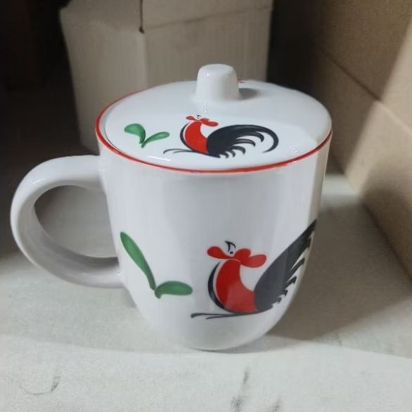 Jual Mug + Tutup Gelas Kopi Keramik Ayam jago | Shopee Indonesia