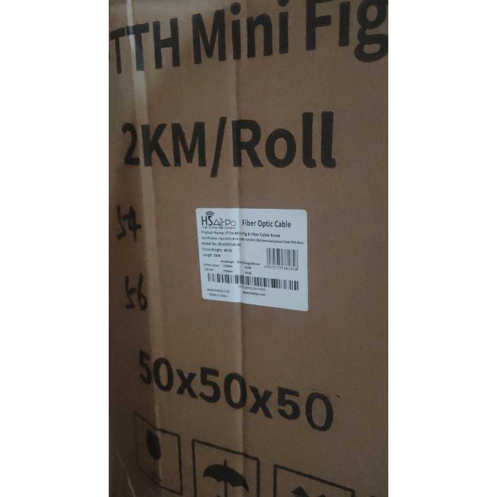 Jual Kabel FTTH Mini Fiber Optik FO Fig8 Fig 8 6 Core panjang 2KM ...