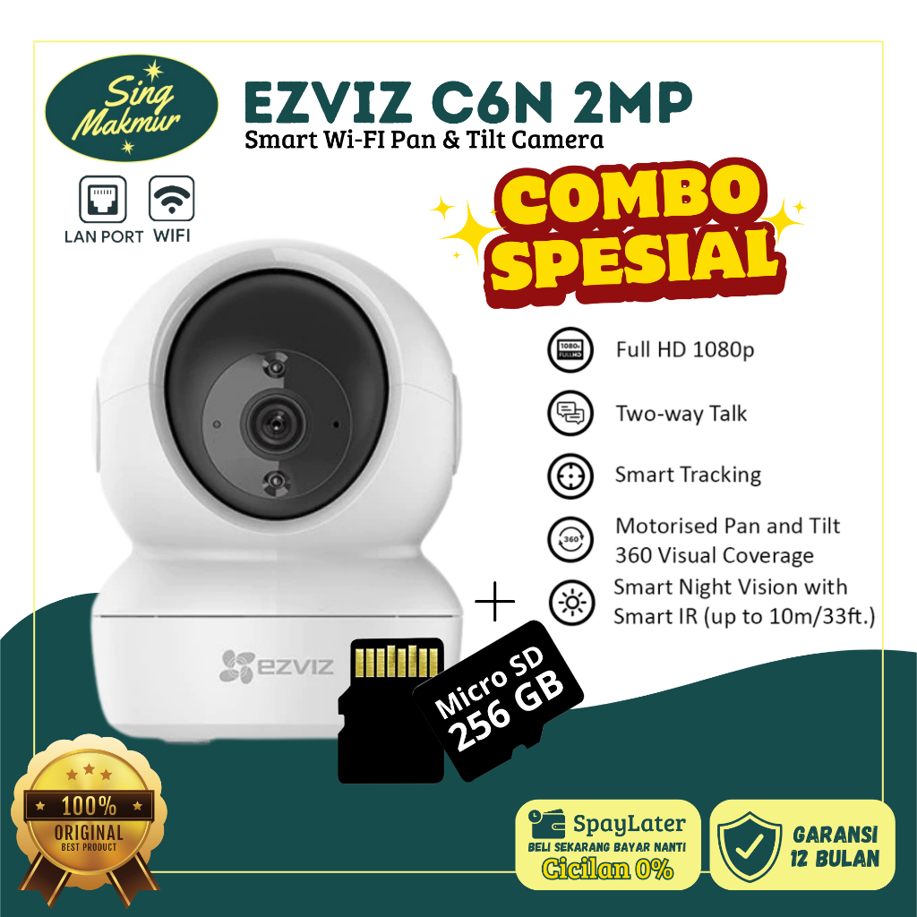 Jual EZVIZ C6N 2MP 1080p WiFi cctv smart IP camera 360 garansi resmii ...