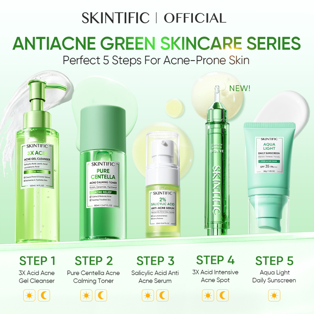 Jual SKINTIFIC - Green Series Anti Acne Set | 5-in-1 Bundle Merawat ...
