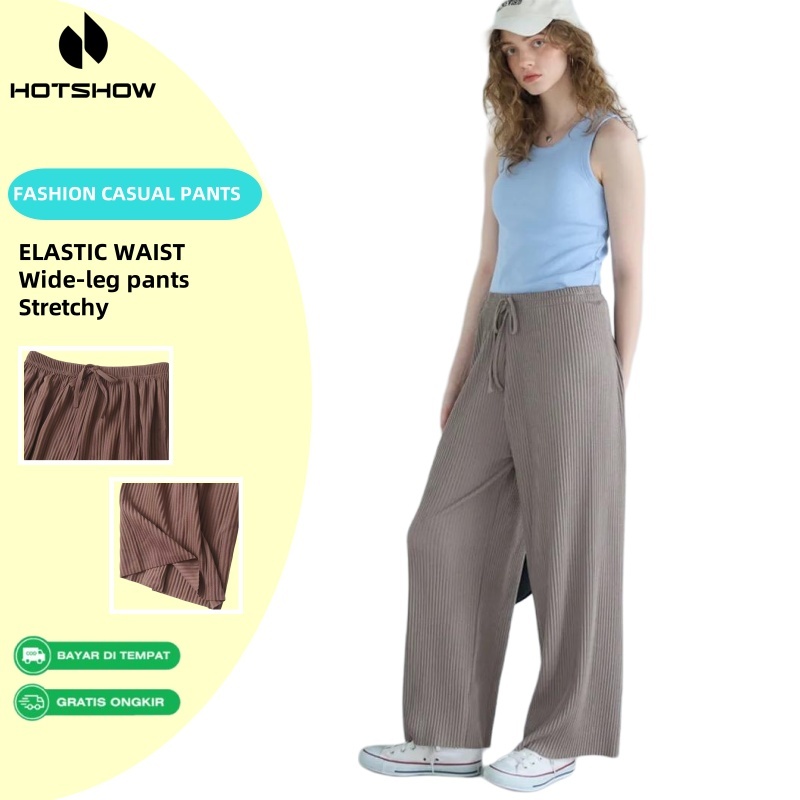 Jual Kulot Knit Pants Tali / Loose Pants Higwaist Kulot Basic Stretch ...