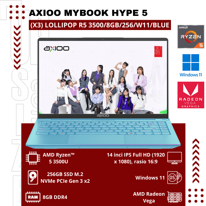Jual Axioo MyBook Hype 5 X3 Lollipop Blue AMD Ryzen 5 3500U / 8GB ...