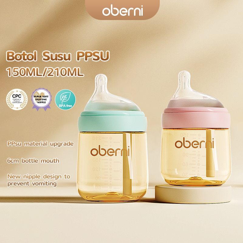 Jual Oberni Bayi Botol Susu PPSU Anti Kolik Botol Wide Neck Newborn BPA Free 150 ML 210ML ...
