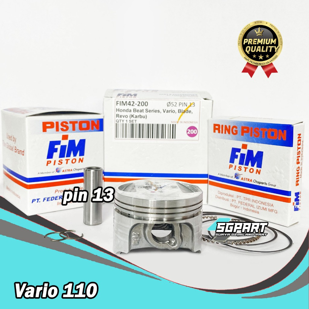 Jual Seher Piston Set FIM PIN 13 50 50.25 50.5 50.75 51 51.5 52 Vario ...