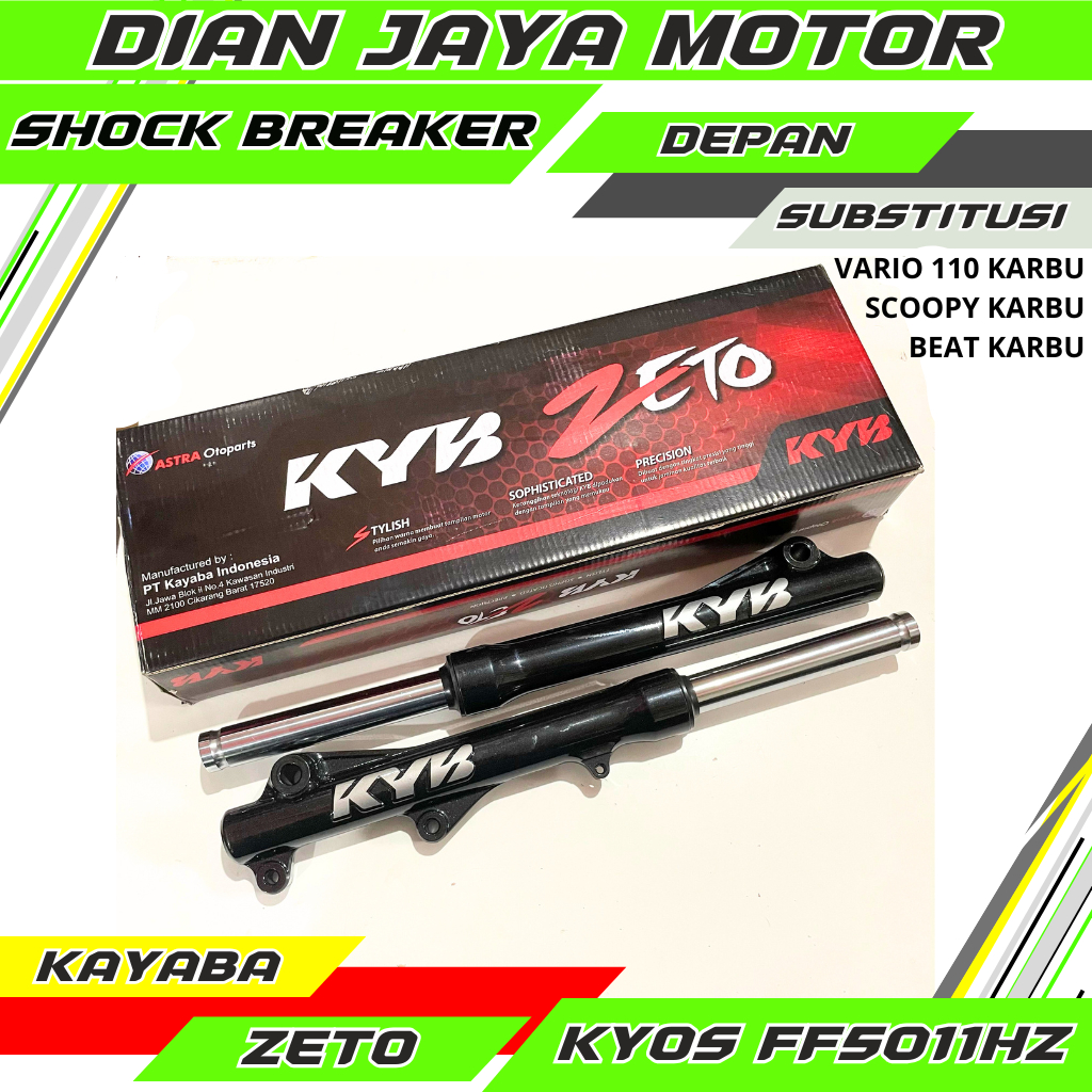 Jual KAYABA ZETO KYOS FF5011HZ Hitam Shokbreker Sok Shockbreaker Shock breaker Depan assy Beat ...
