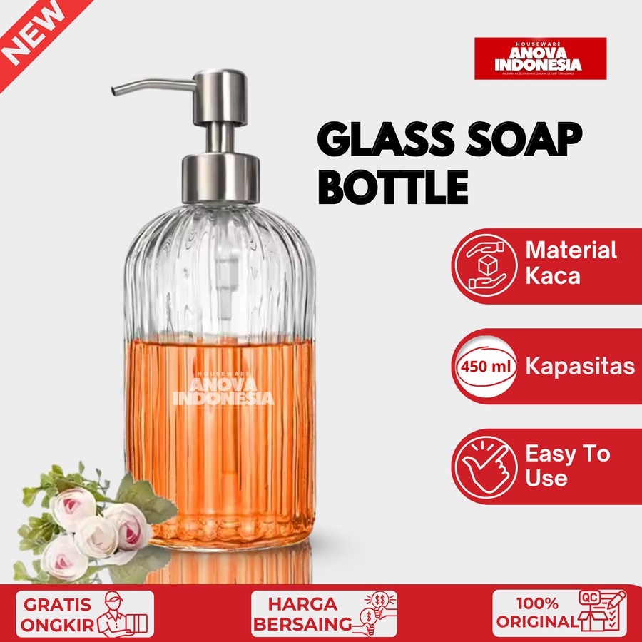 Jual GLASS SOAP BOTTLE 450 ML / SOUVENIR BOTOL SABUN PUMP KACA TEBAL ...