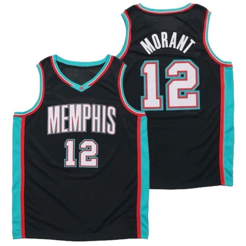 Jual JERSEY BAJJ BASKET MEMPHIS #12 JA MORANT THROWBACK CLASSIC HITAM ...