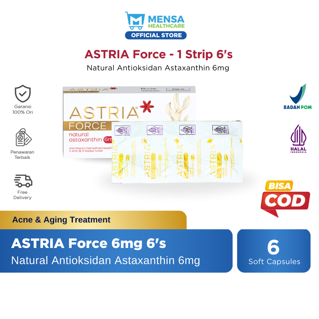 Jual ASTRIA FORCE ASTAXANTHIN 6mg 1 Strip @6 Soft Capsules | Shopee ...