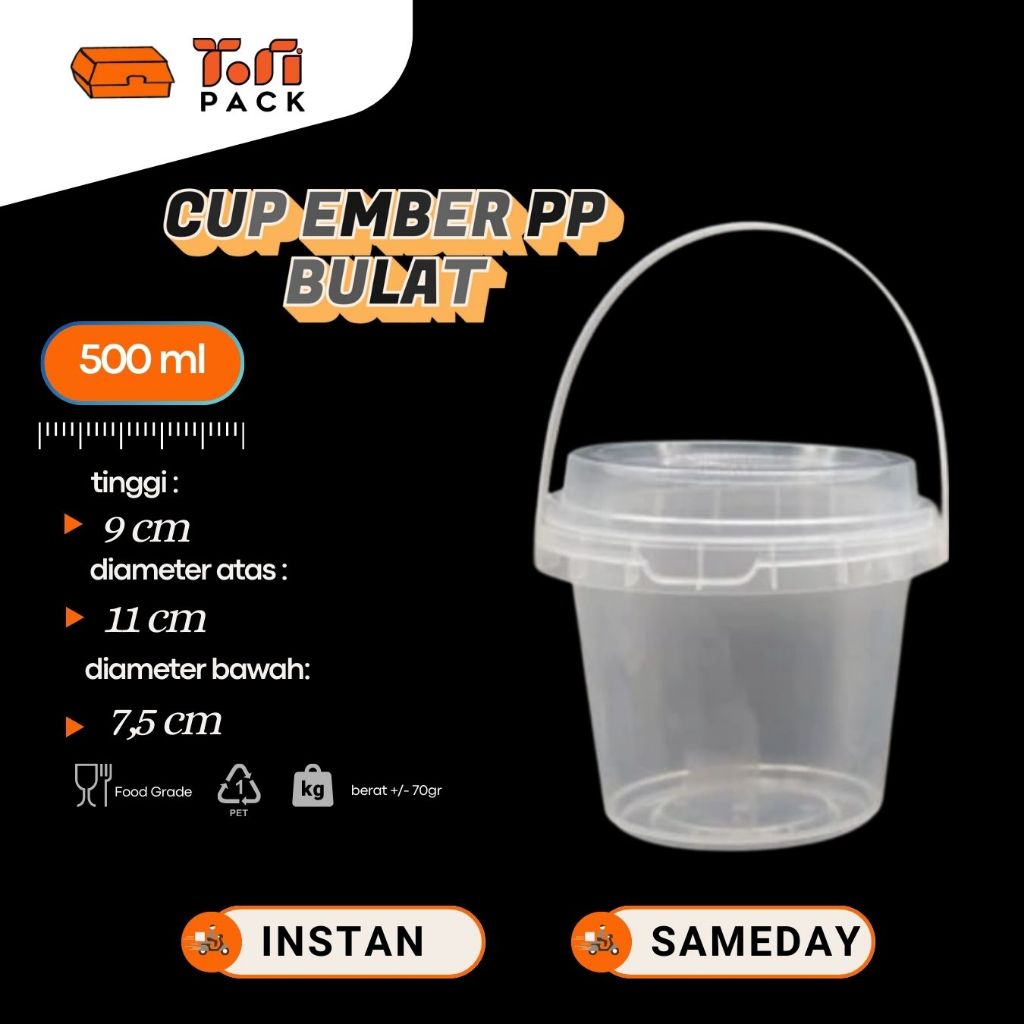 Jual Cup PP Ember Bulat 500 ml / Cup Ember 500 ml 700 ml 1000 ml ...
