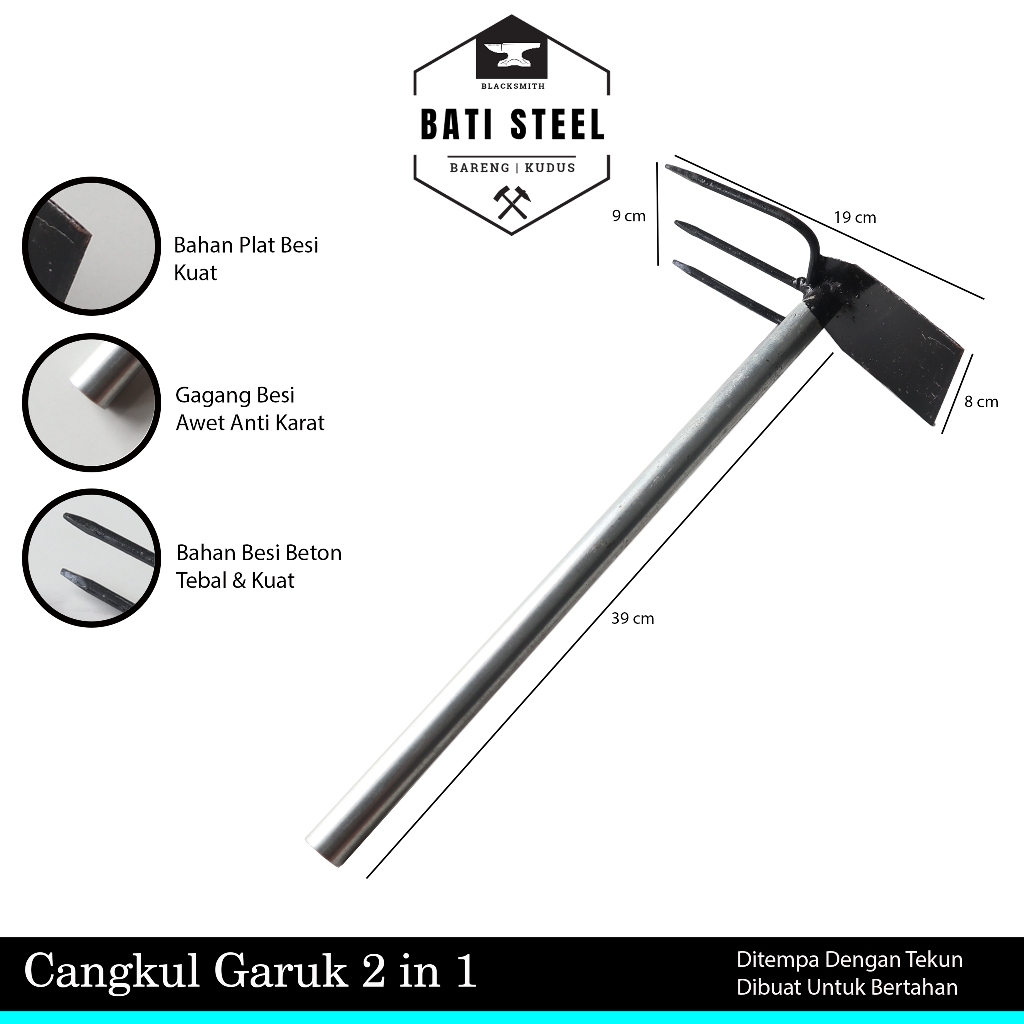 Jual Cangkul Garuk 2in1 Gagang Besi Pacul Garukan Tanah Pacul Mini 2 ...