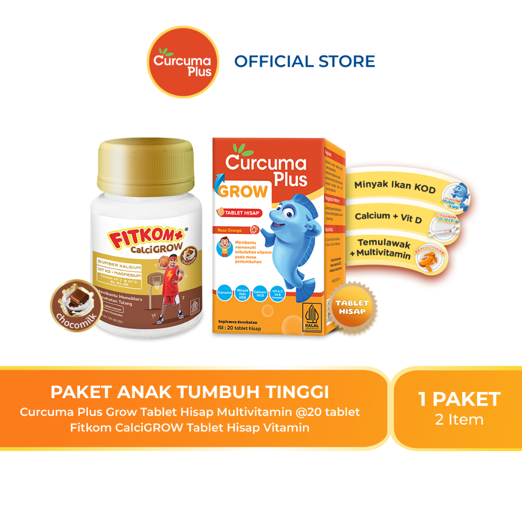 Jual Paket Back to School Anak Tumbuh Tinggi (Curcuma Plus Grow Tablet ...