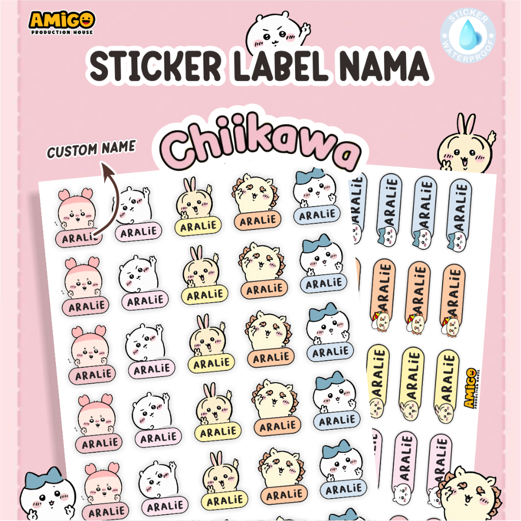 Jual Sticker Chiikawa Stiker Label Nama Anak Aestetik Custom Nama ...