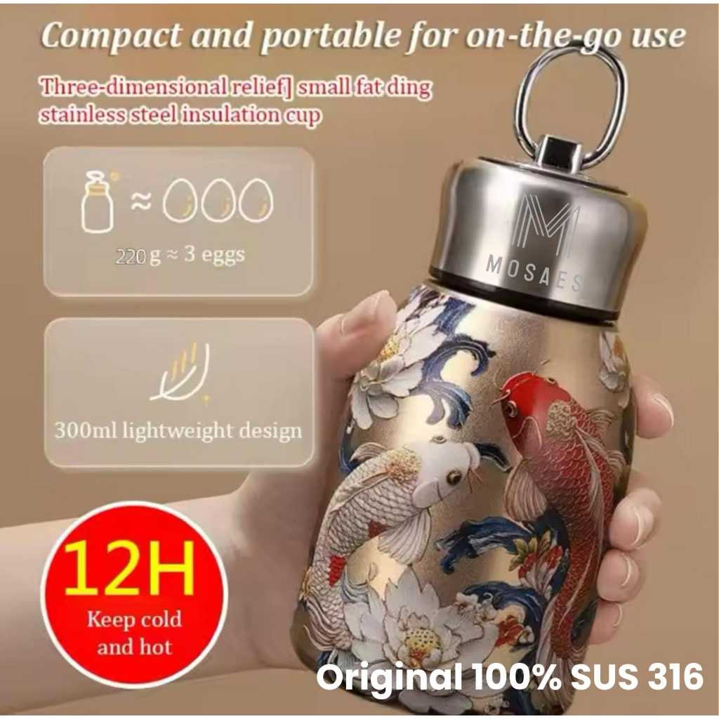 Jual Mosaes Retro Tumbler SUS 316 - vacuum Bouncing cup 300ml mug water bottle - carrying pocket ...
