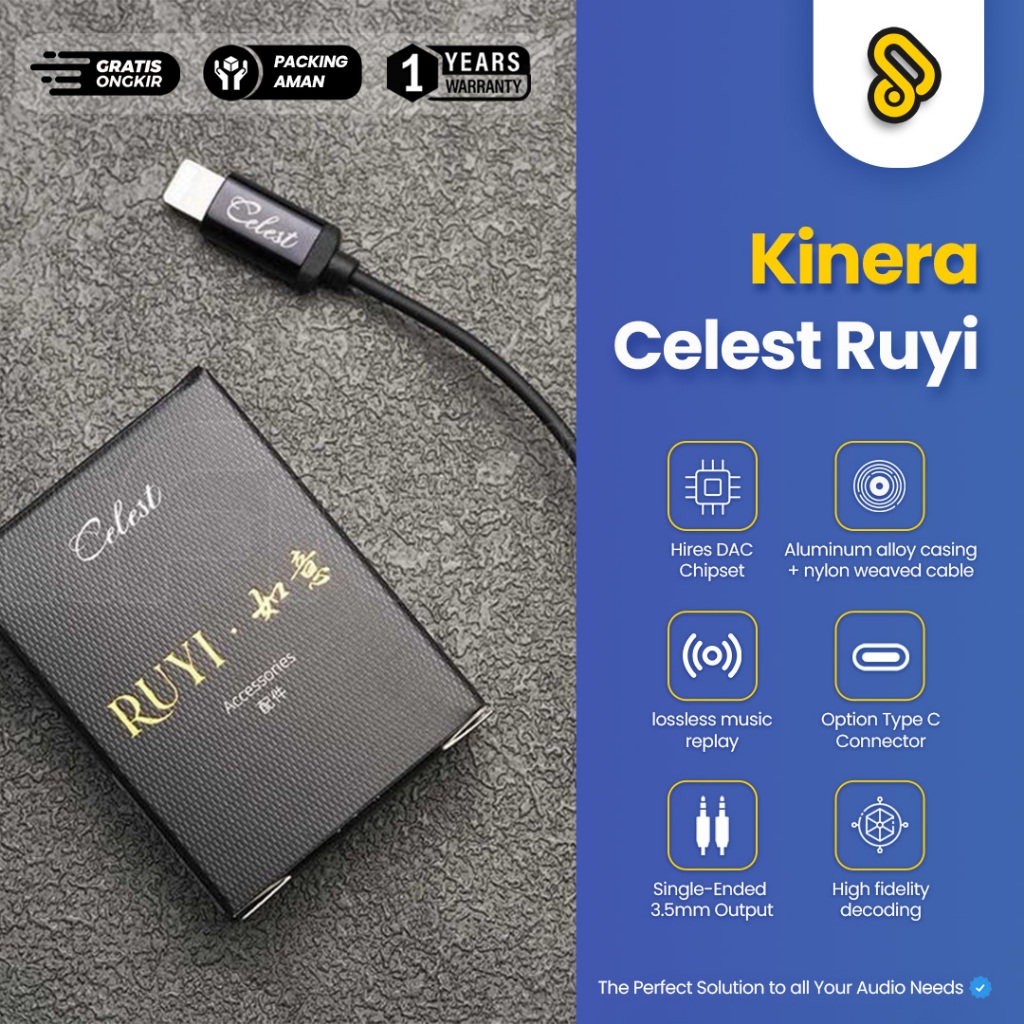 Jual Kinera Celest RUYI USB Type C to 3.5mm / Lightning to 3.5mm ...