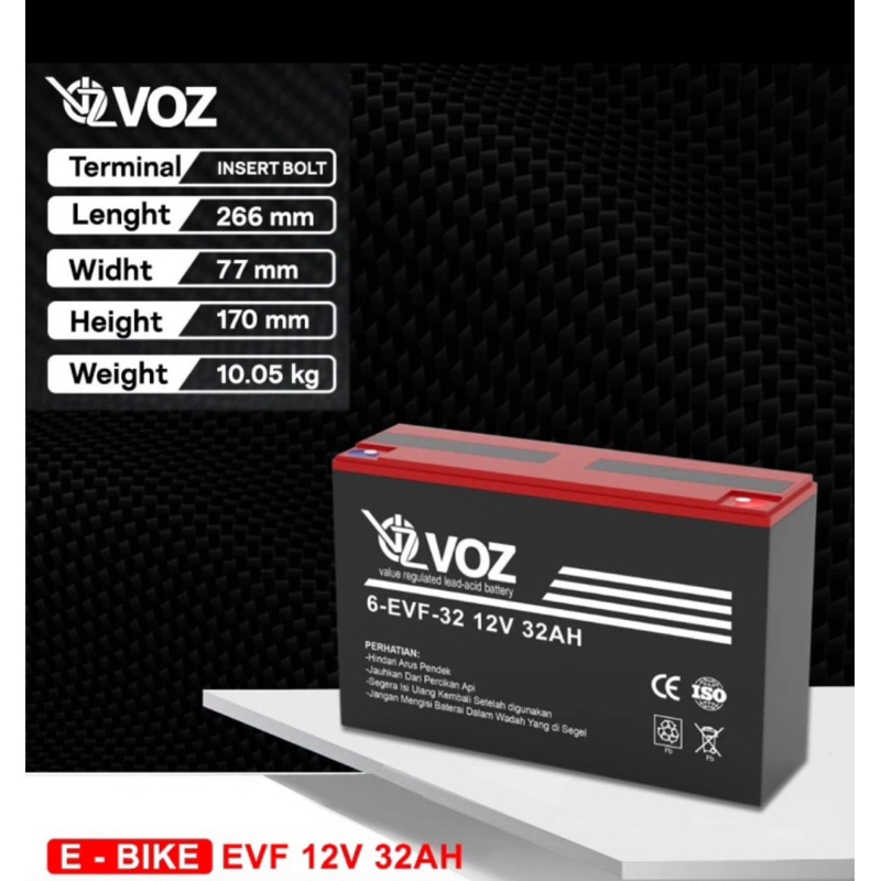 Jual Aki Battery VOZ FM 12V 32Ah E-BIKE AKI SEPEDA LISTRIK / Aki ...