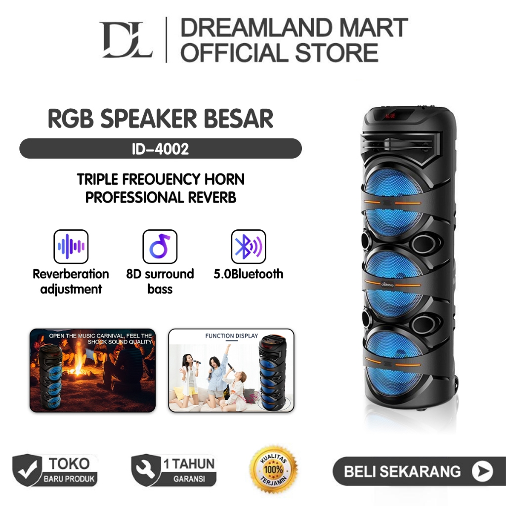Jual DL【COD】RGB Speaker Bluetooth Portabel Karaoke Besar Super Bass 2 ...