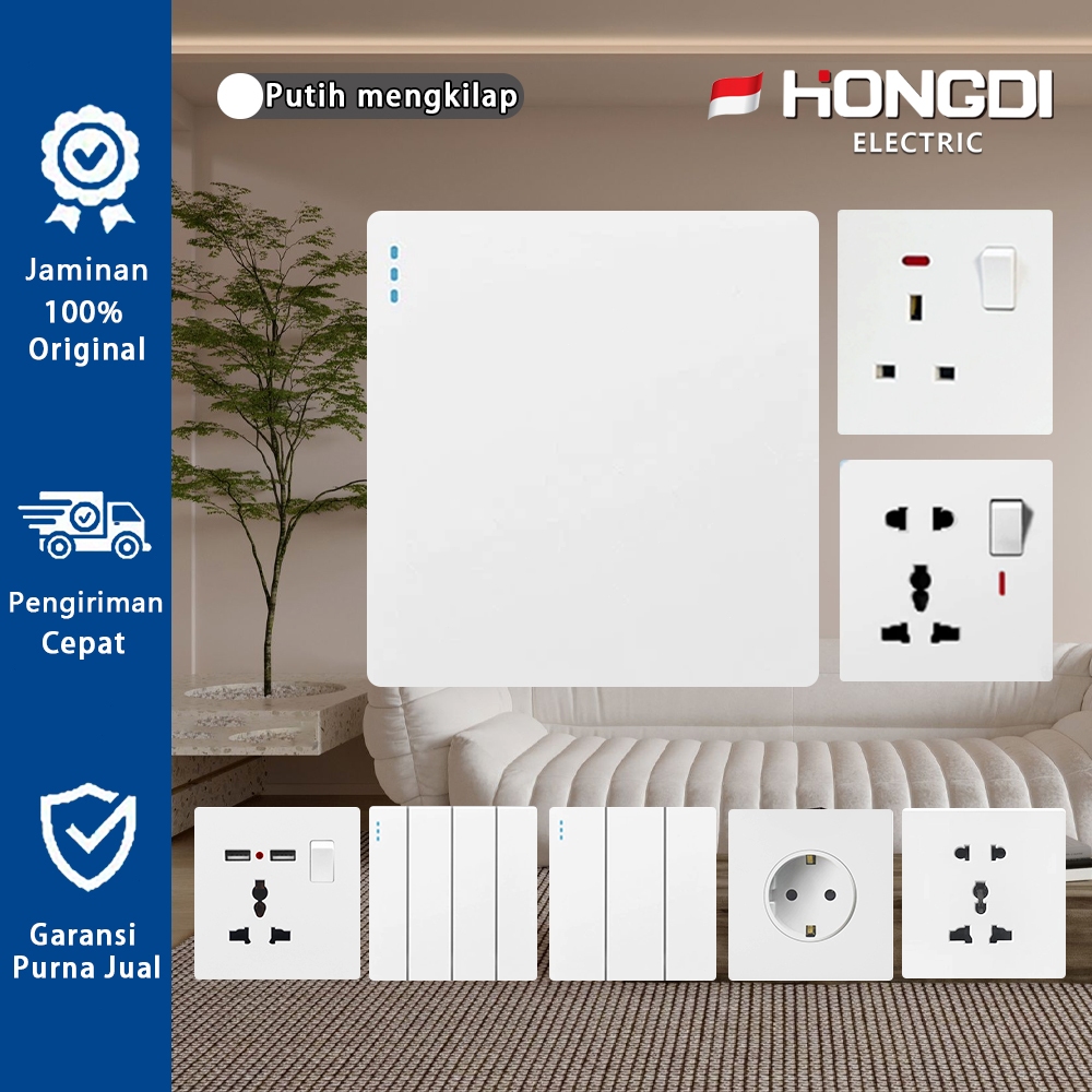 Jual Saklar Dinding Premium Putih Minimalis 1/2/3 Gang 1/2 Way untuk ...