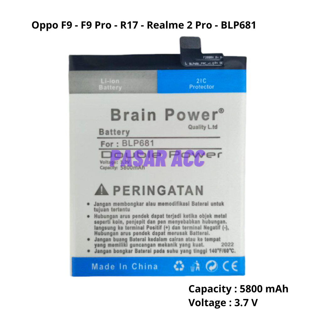 Jual Baterai Oppo F9 - F9 Pro - R17 - Realme 2 Pro - BLP681 Batre ...
