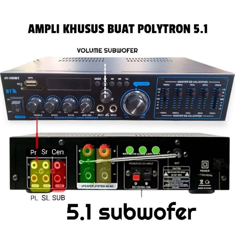 Jual Amplifier bluetooth untuk speaker polytron 5.1 subwofer | Shopee ...