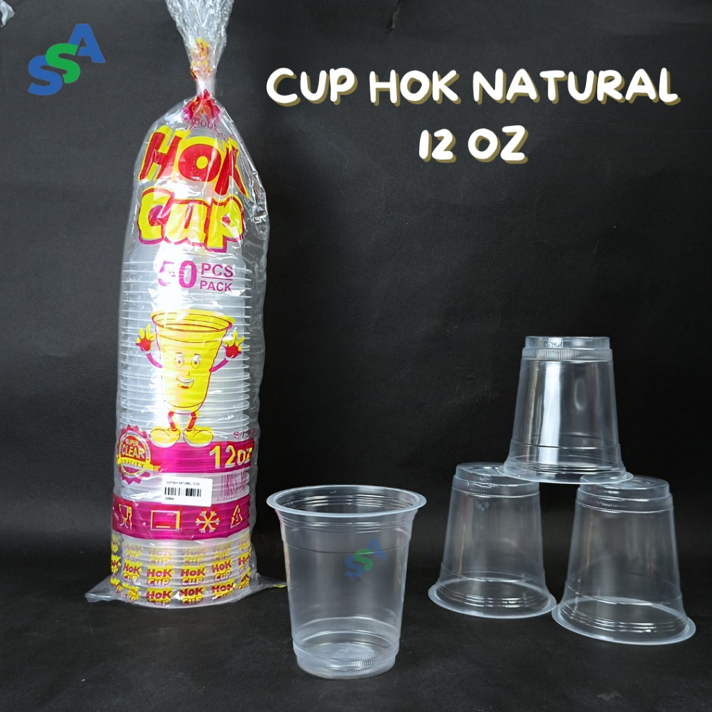 Jual CUP HOK NATURAL 12 OZ ISI 50 PCS / CUP MINUMAN PLASTIK | Shopee ...