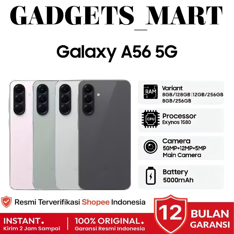 Jual Samsung Galaxy A56 5G 12GB 256GB + Adaptor 45W | Exynos 1580 ...